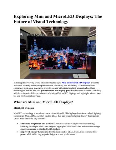 Exploring Mini and MicroLED Displays: The Future of Visual Technology