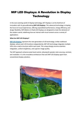 A Revolution in Display Technology