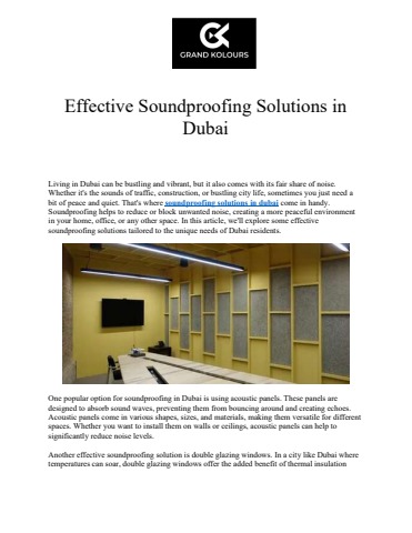 Ultimate Soundproofing Solutions: Creating Serenity in Dubai's Bustling Environment - Grand ...