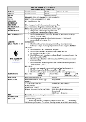 CONTOH RPH PENDIDIKAN MORAL SMK - RPH SETAHUN SMK Flip PDF | AnyFlip