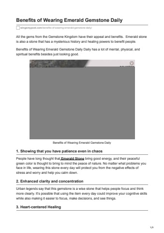 Benefits of Wearing Emerald Gemstone Daily