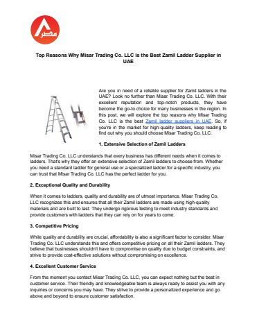 Top Reasons Why Misar Trading Co. LLC is the Best Zamil Ladder Supplier ...