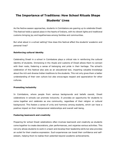 The Importance of Traditions: How School Rituals Shape Students' Lives ...