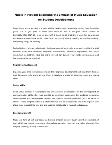 Music in Motion- Exploring the Impact of Music Education on Student ...