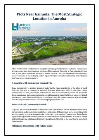 Plots Near Gajraula: The Most Strategic Location in Amroha