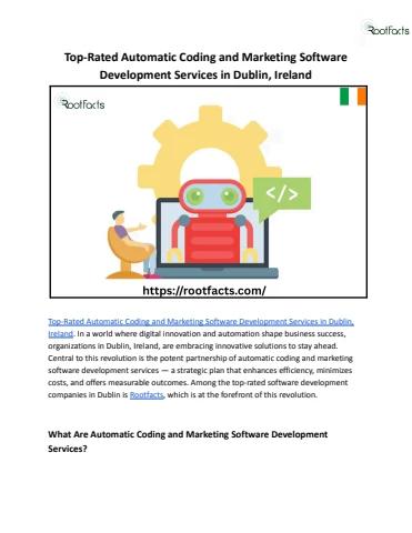 Top-Rated Automatic Coding and Marketing Software Development Services in Dublin, Ireland
