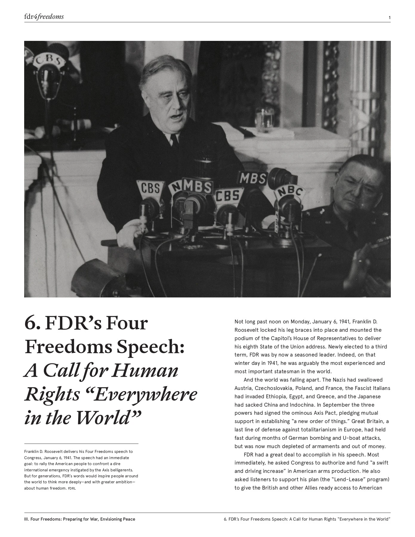 6. FDR’s Four Freedoms Speech