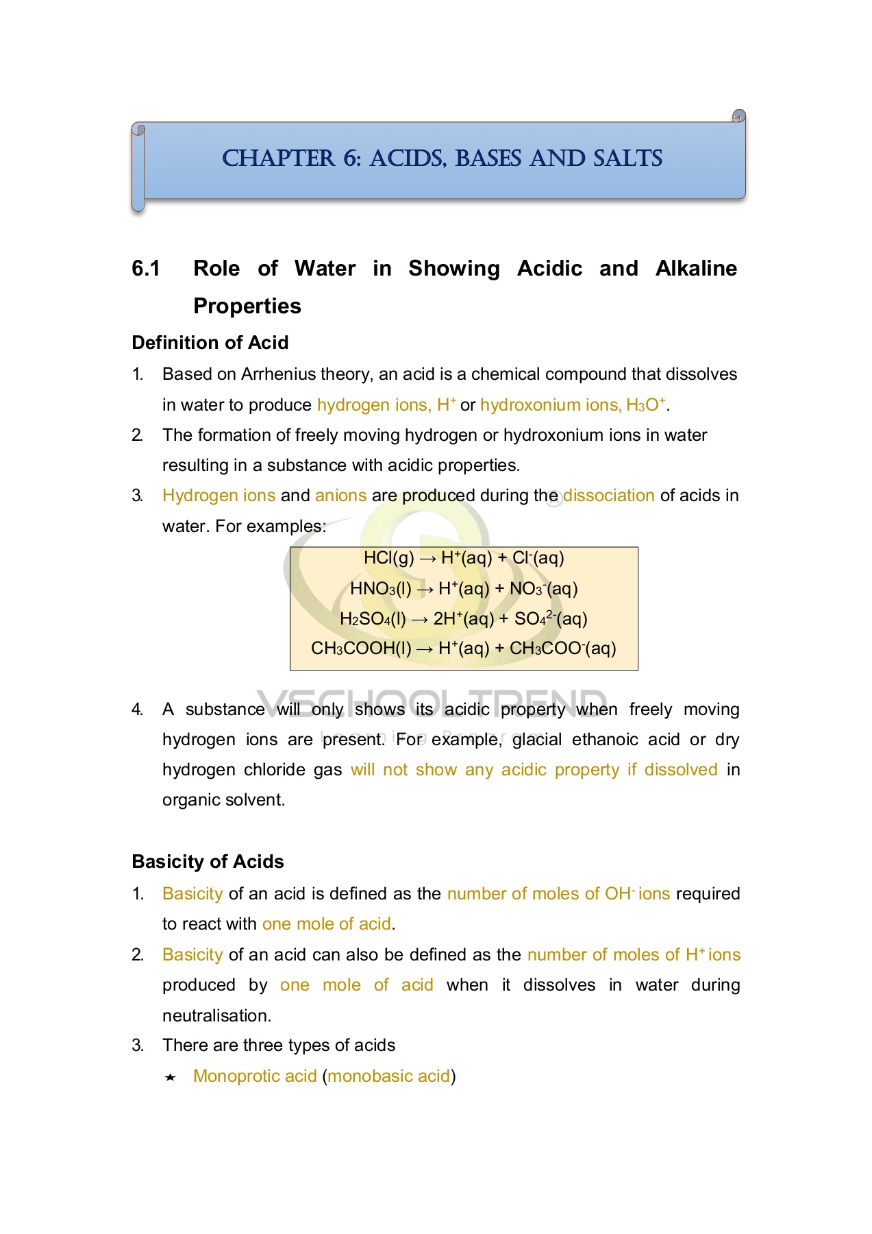 monobasic acid and tribasic examples