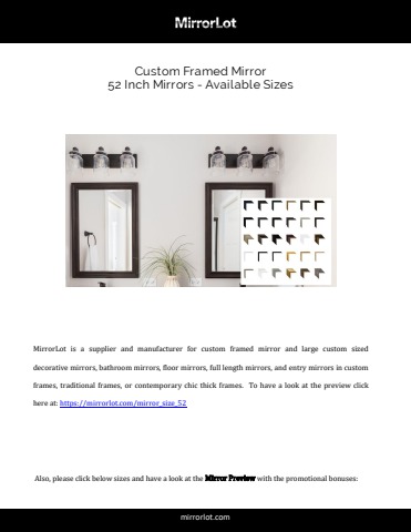 Custom Framed Mirror 52 Inch Mirrors Available Sizes - cobykane895 Flip ...