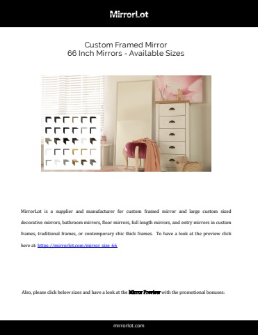 Custom Framed Mirror 66 Inch Mirrors Available Sizes