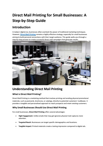 Direct Mail Printing for Small Businesses: A Step-by-Step Guide