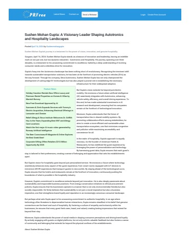 Sushen Mohan Gupta: A Visionary Leader Shaping Autotronics and ...