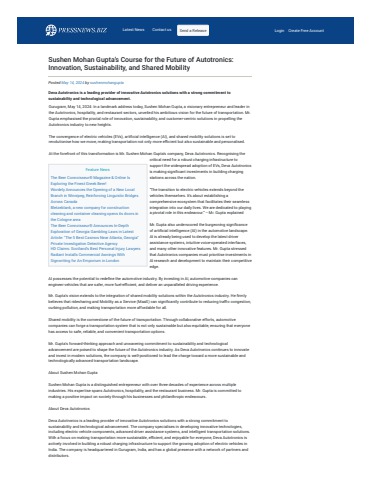 Sushen Mohan Gupta’s Course for the Future of Autotronics: Innovation ...