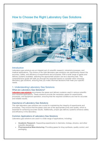 How to Choose the Right Laboratory Gas Solutions