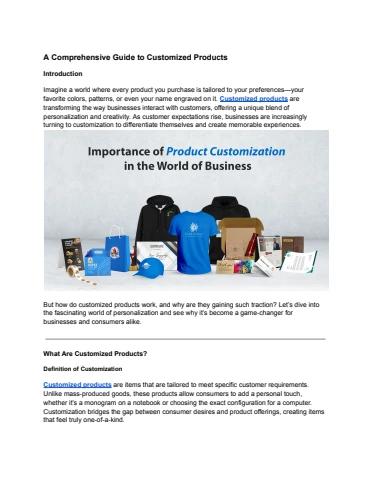 A Comprehensive Guide to Customized Products