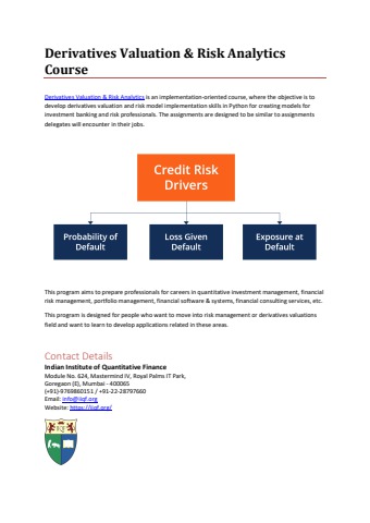 Certificate Program in Derivatives Valuation & Risk Analytics - IIQF ...