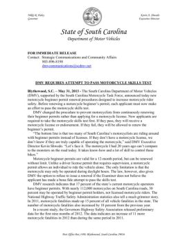 Governor Executive Director State of South Carolina - SC DMV - Guset ...