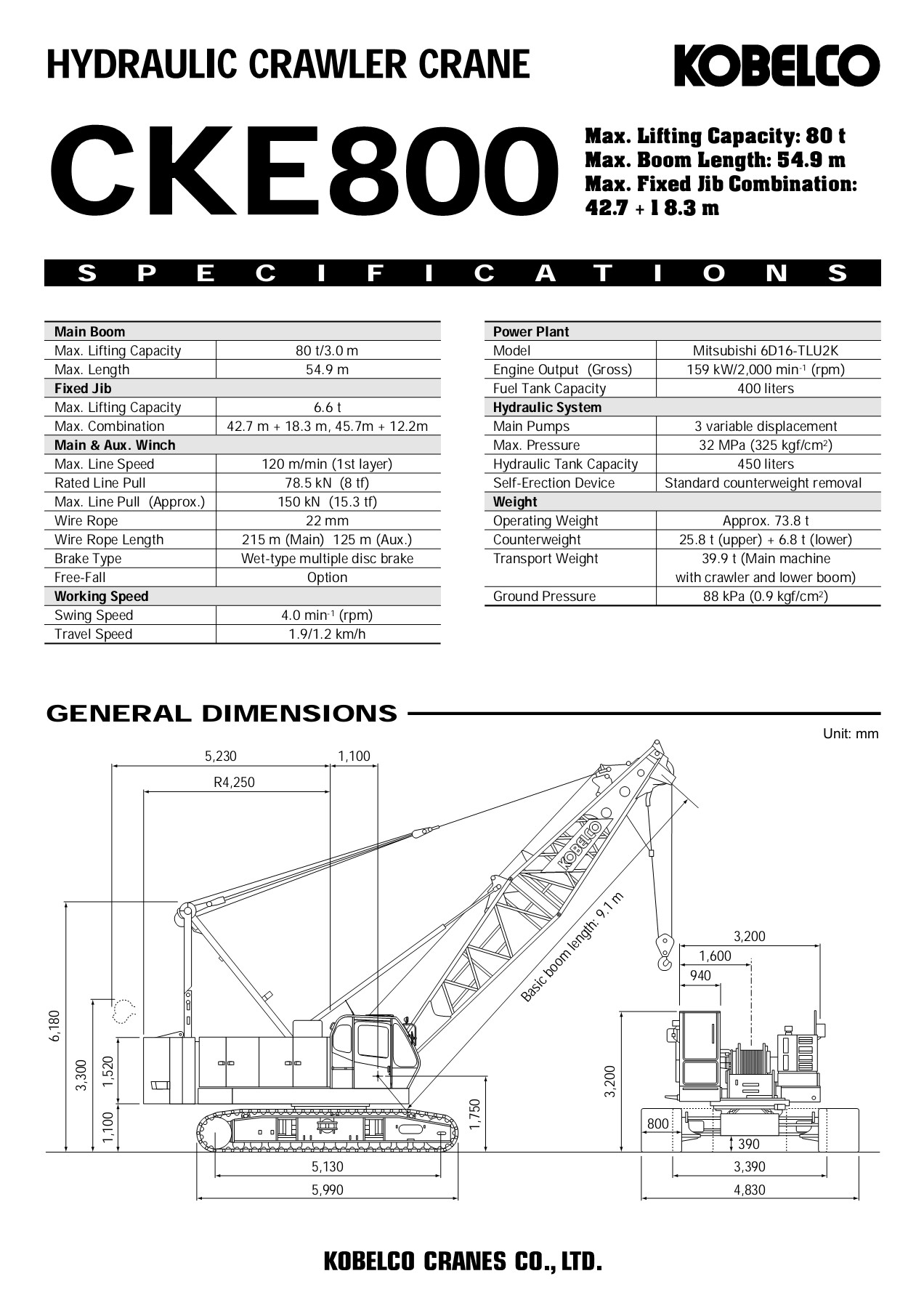 Kobelco Hydraulic Crane