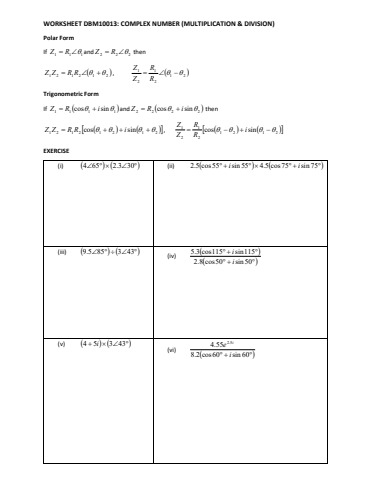 WORKSHEET- Complex Number - kbx6743 Flip PDF | AnyFlip