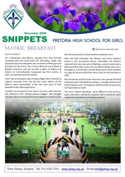 Snippets November 2020 - Pretoria High School for Girls Flip PDF | AnyFlip