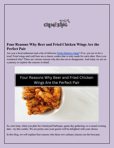 Four Reasons Why Beer and Fried Chicken Wings Are the Perfect Pair ...
