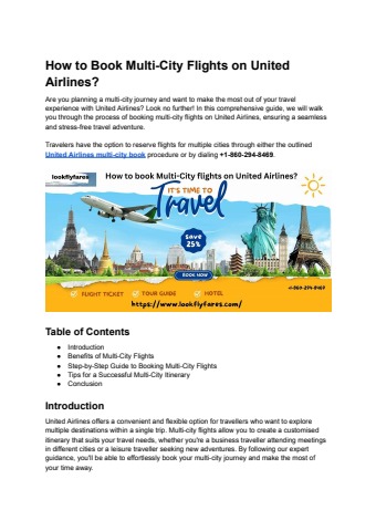 How to book Multi-City flights on United Airlines?