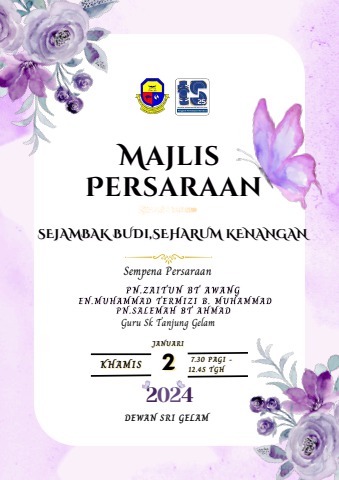 Buku Program Majlis Persaraan (Tema Kupu-kupu Ungu BG Watercolour ...