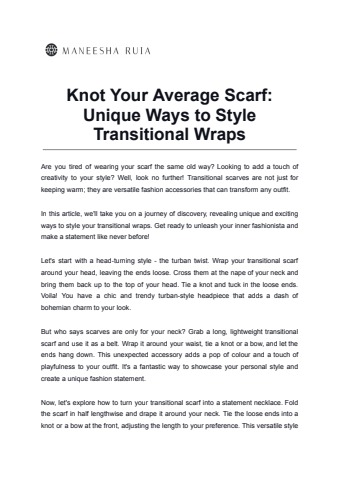 Knot Your Average Scarf: Unique Ways to Style Transitional Wraps ...