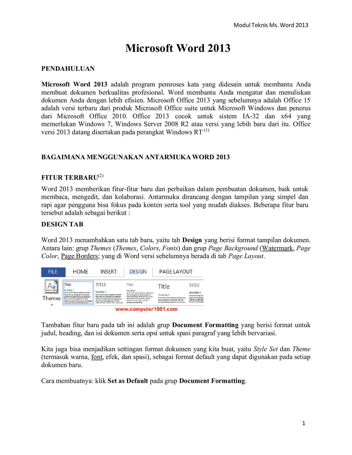 Mengenal Bagian Fungsi Menu Pada Microsoft Word 2013