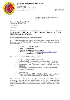 NOTIS PANGGILAN MESYUARAT AGUNG PIBG SK PANTAI TAHUN 2021 DAN ATURCARA MAJLIS - Miz ELa ...