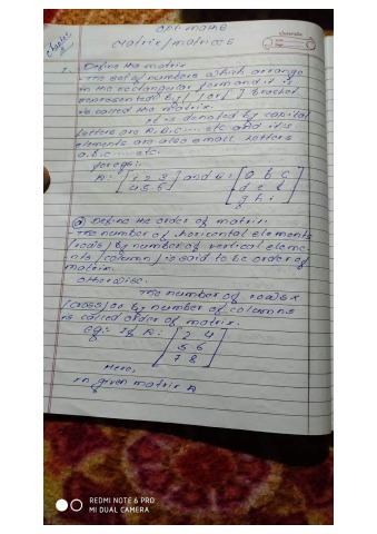 Matrix Class 9 Optional Math