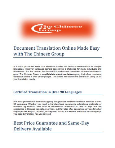 Document Translation Online Made Easy with The Chinese Group - The ...