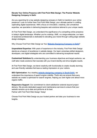 Website Designing Company in Delhi | First Point Web Design ...