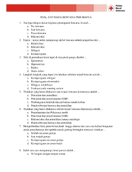SOAL AYO SIAGA BENCANA PMR MADYA - bunesekar | PDF Online | AnyFlip
