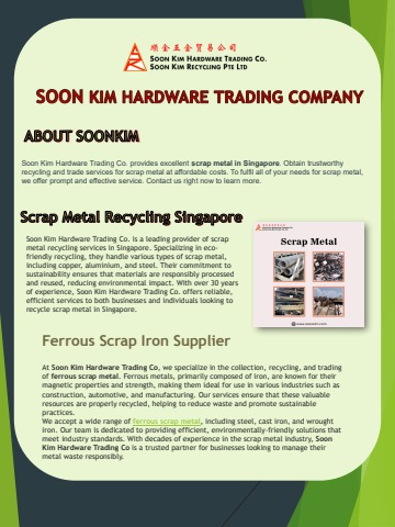 Ferrous Scrap Singapore | Soon Kim Hardware Trading Co. - soong Kim ...