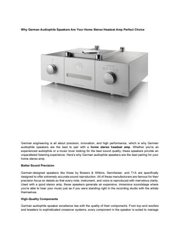 Why German Audiophile Speakers Are Your Home Stereo Headset Amp Perfect ...