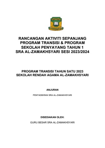 RANCANGAN AKTIVITI PROGRAM TRANSISI TAHUN SATU 2023 - KHADIJAH ZAINAL APAU @ HUSIN Flip PDF ...