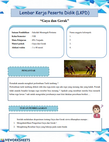 LKPD 1 Gerak dan Gaya - aurelia271097 Flip PDF | AnyFlip