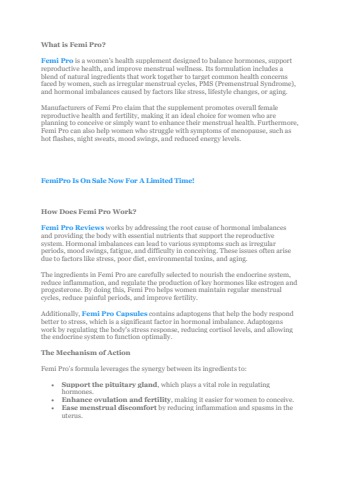 Femi pro Reviews USA (Updated 2024 Price) Ingredients, Benefits & Side ...