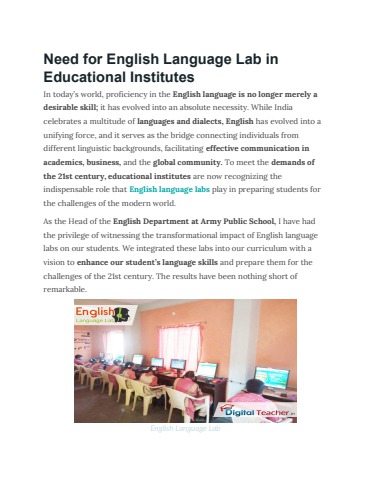 Need for English Language Lab in Educational Institutes ...