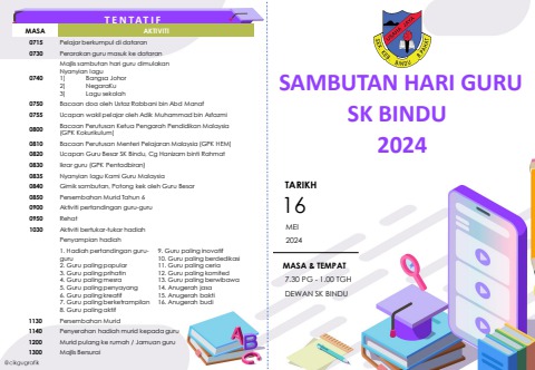 Buku Program Sambutan Hari Guru SK Bindu 2024 - encik.khalid.redza Flip PDF | AnyFlip