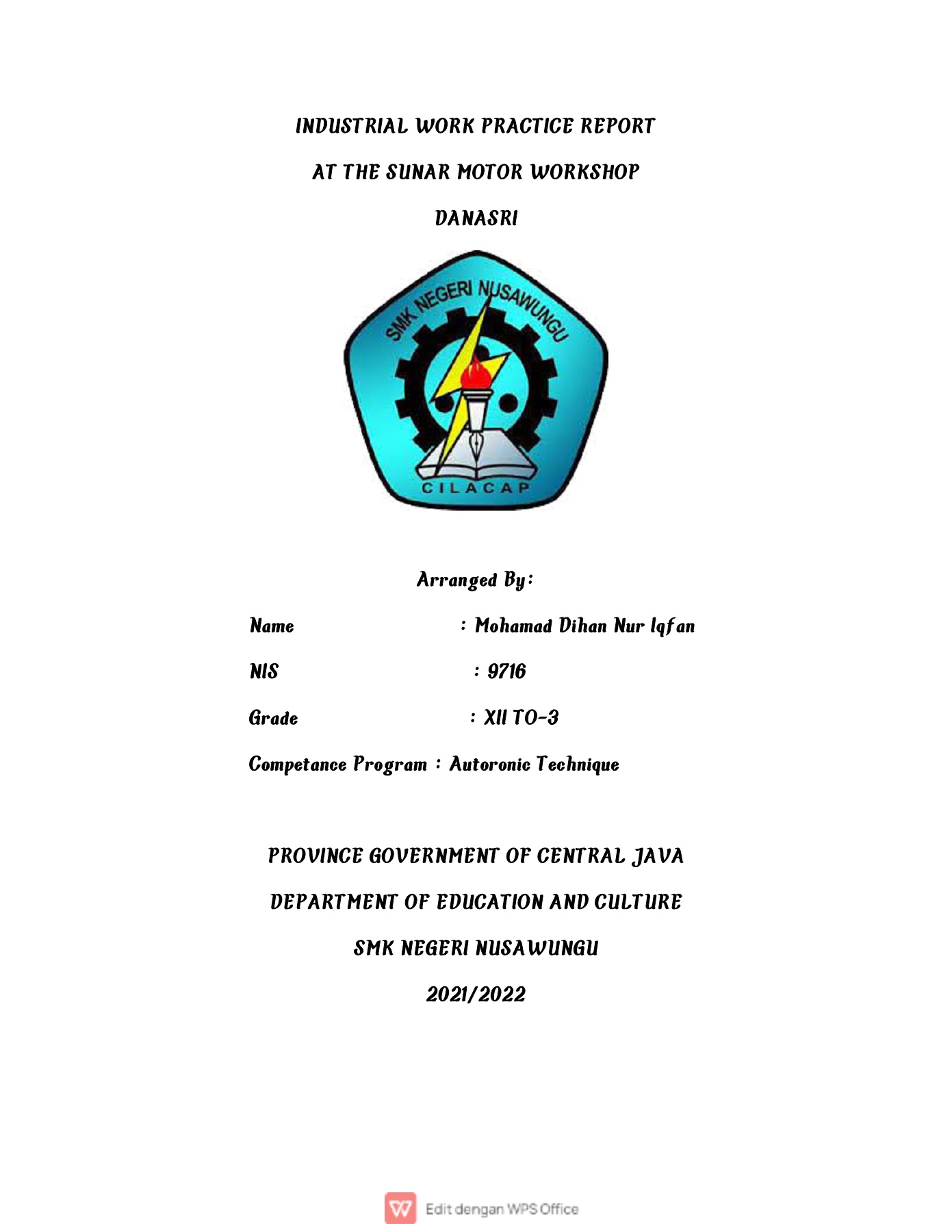 Laporan Pkl Format Laporan PKL