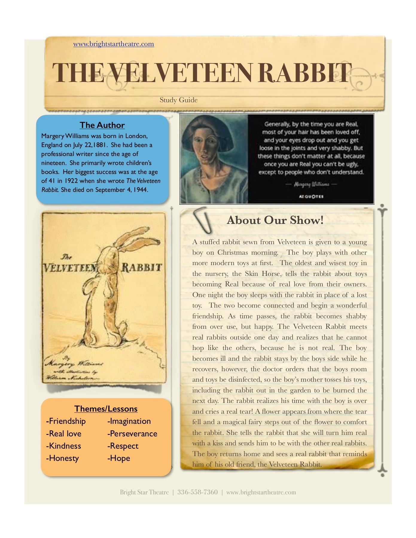The Velveteen Rabbit Study Guide - brightstartheatre.com