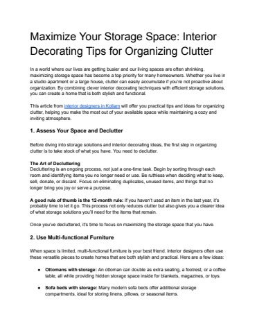 Maximize Your Storage Space-Interior Decorating Tips for Organizing Clutter