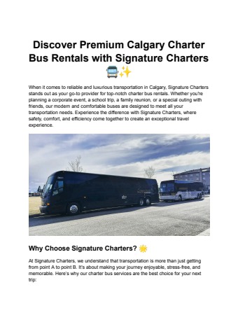 Discover Premium Calgary Charter Bus Rentals with Signature Charters