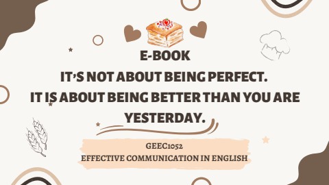 EBOOK IT IS NOT ABOUT BEING PERFECT. IT IS ABOUT BEING BETTER THAN YOU ...