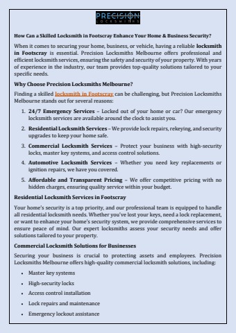 How Can a Skilled Locksmith in Footscray Enhance Your Home & Business ...