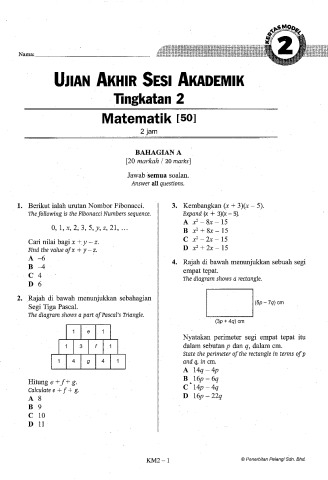Skor A UASA Math F2 Set 2 (Pelangi) - Peilly Flip PDF | AnyFlip