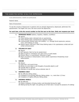 THE HAMILTON RATING SCALE FOR DEPRESSION - Guset User Flip PDF | AnyFlip
