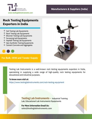 Rock Testing Equipments Exporters in India